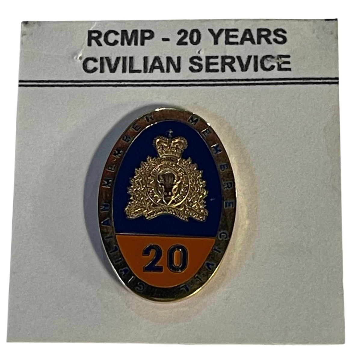 RCMP Civilian Service Lapel Pin 20 Years – Marway Militaria Inc ...