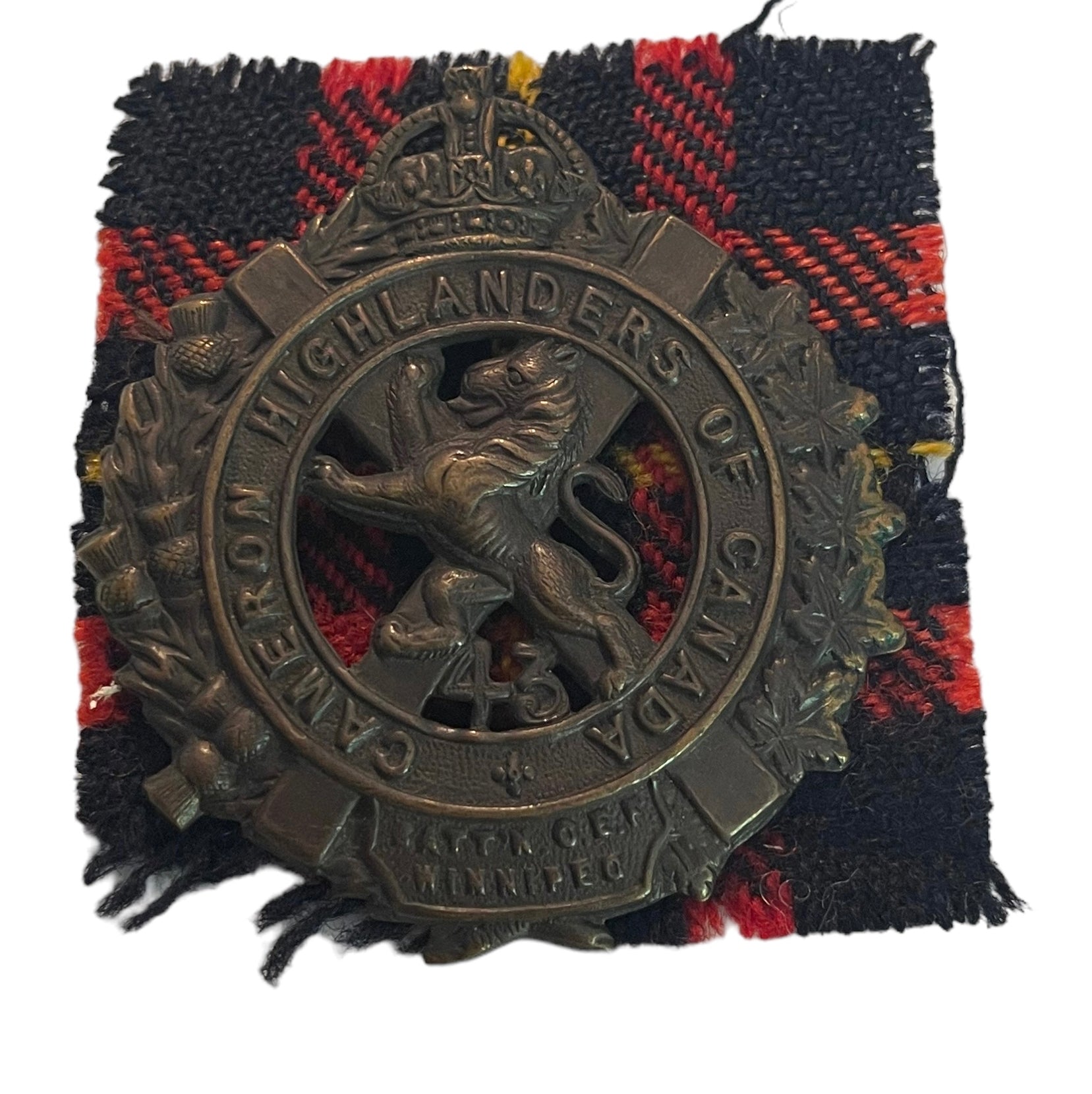 WW1 CEF 43rd Battalion Cap Badge on Tartan – Marway Militaria Inc ...