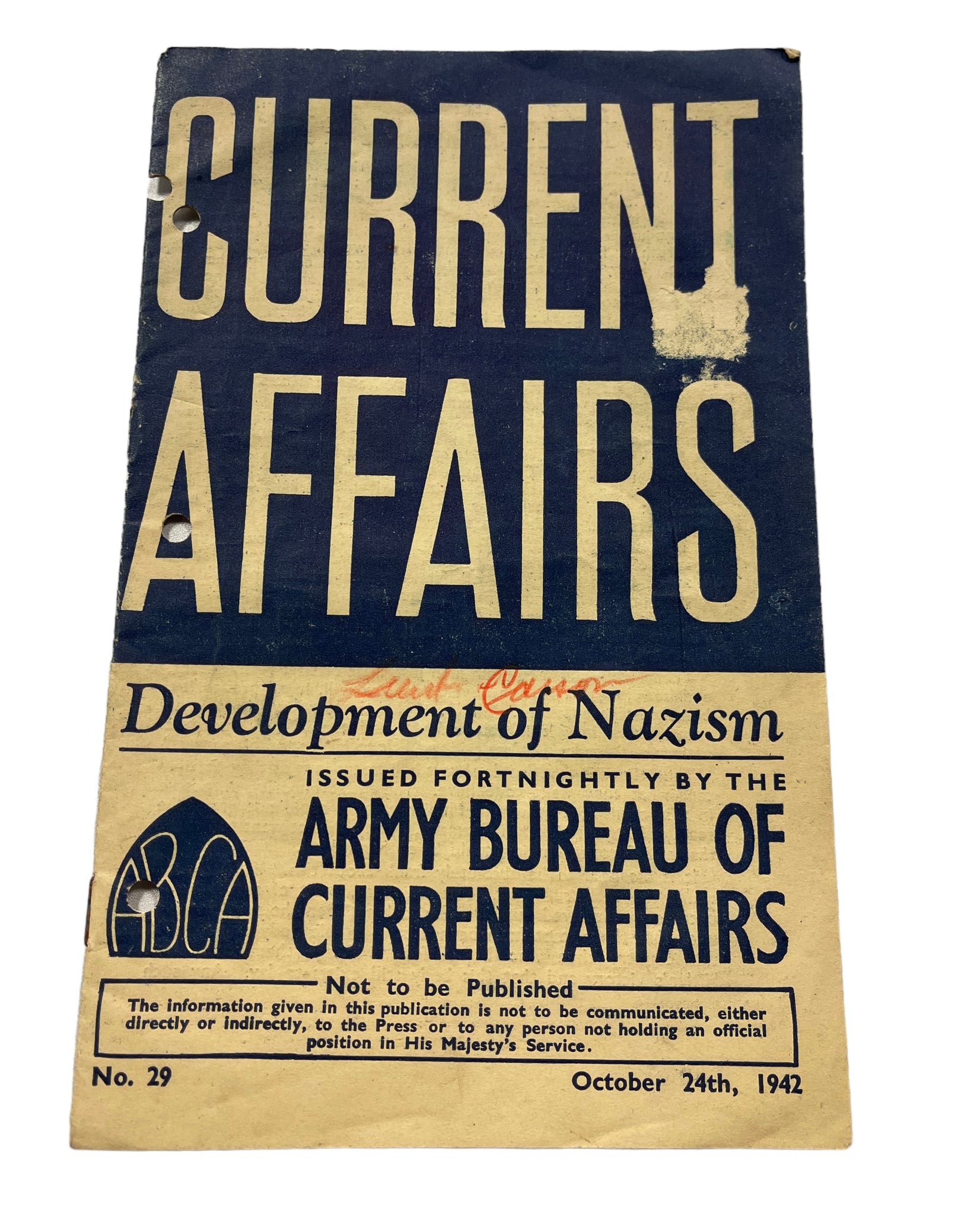 1942 dated Pamphlet "Current Affairs Development of Nazism" – Marway ...