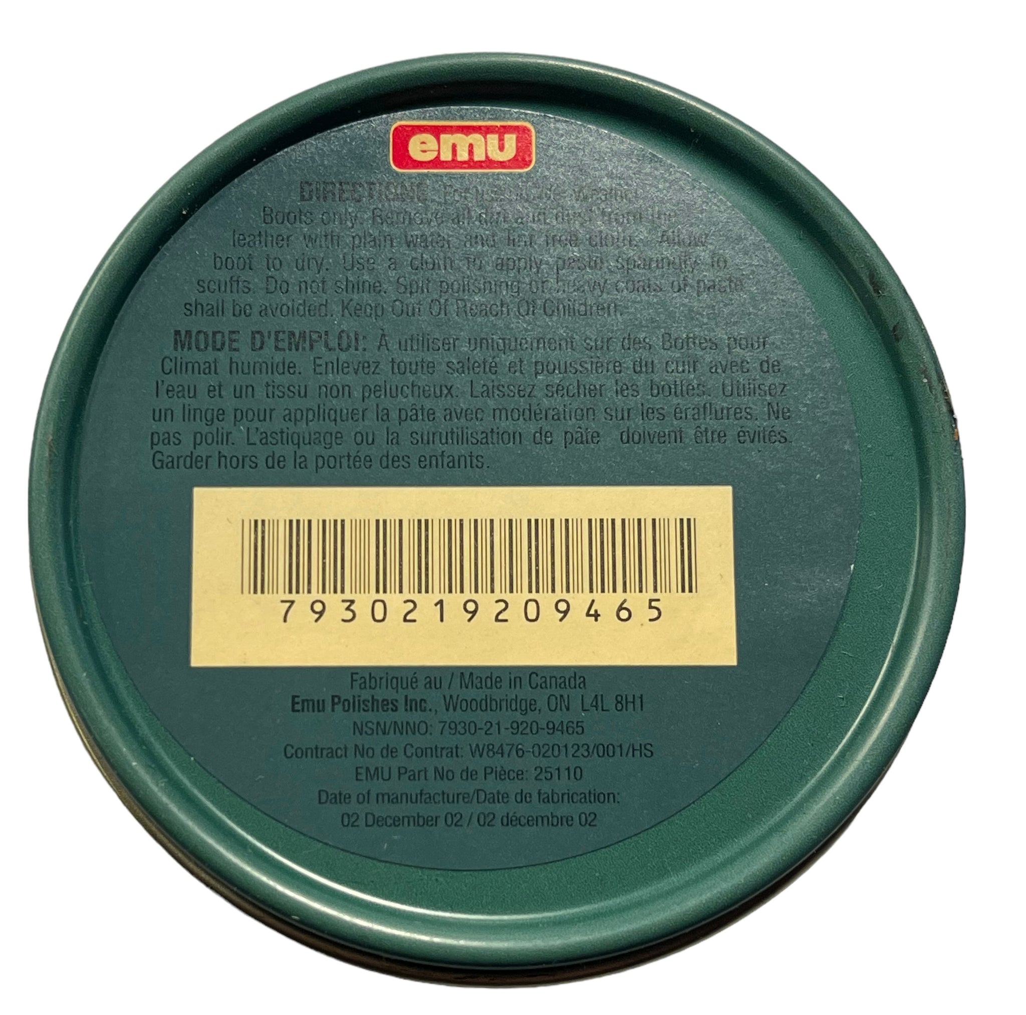 Emu Low Gloss Black Boot Paste – Marway Militaria Inc & Winnipeg Army ...