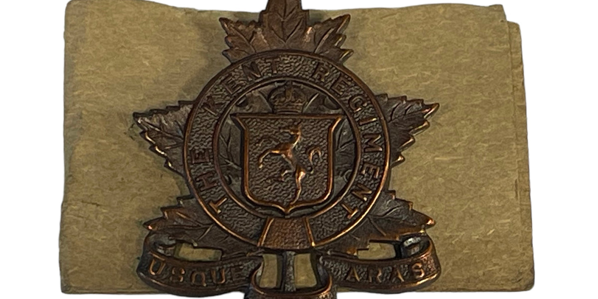 WW2 Kent Regiment Cap Badge on Cardboard Backing – Marway Militaria Inc ...
