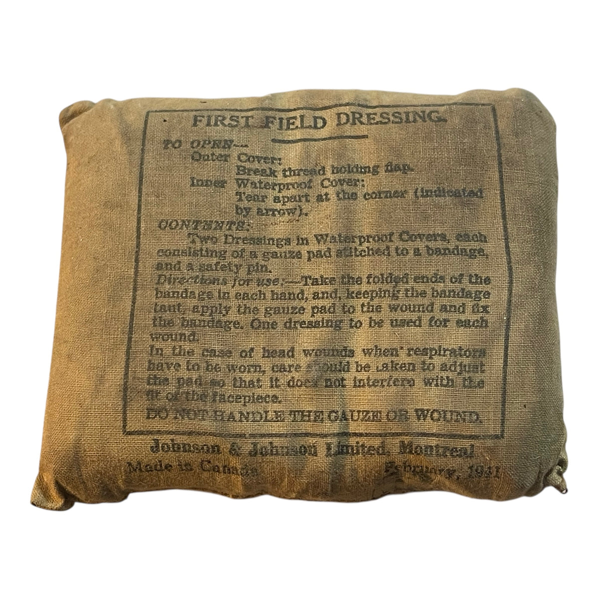 WW2 1941 First Field Dressing - Canadian Issue – Marway Militaria Inc ...