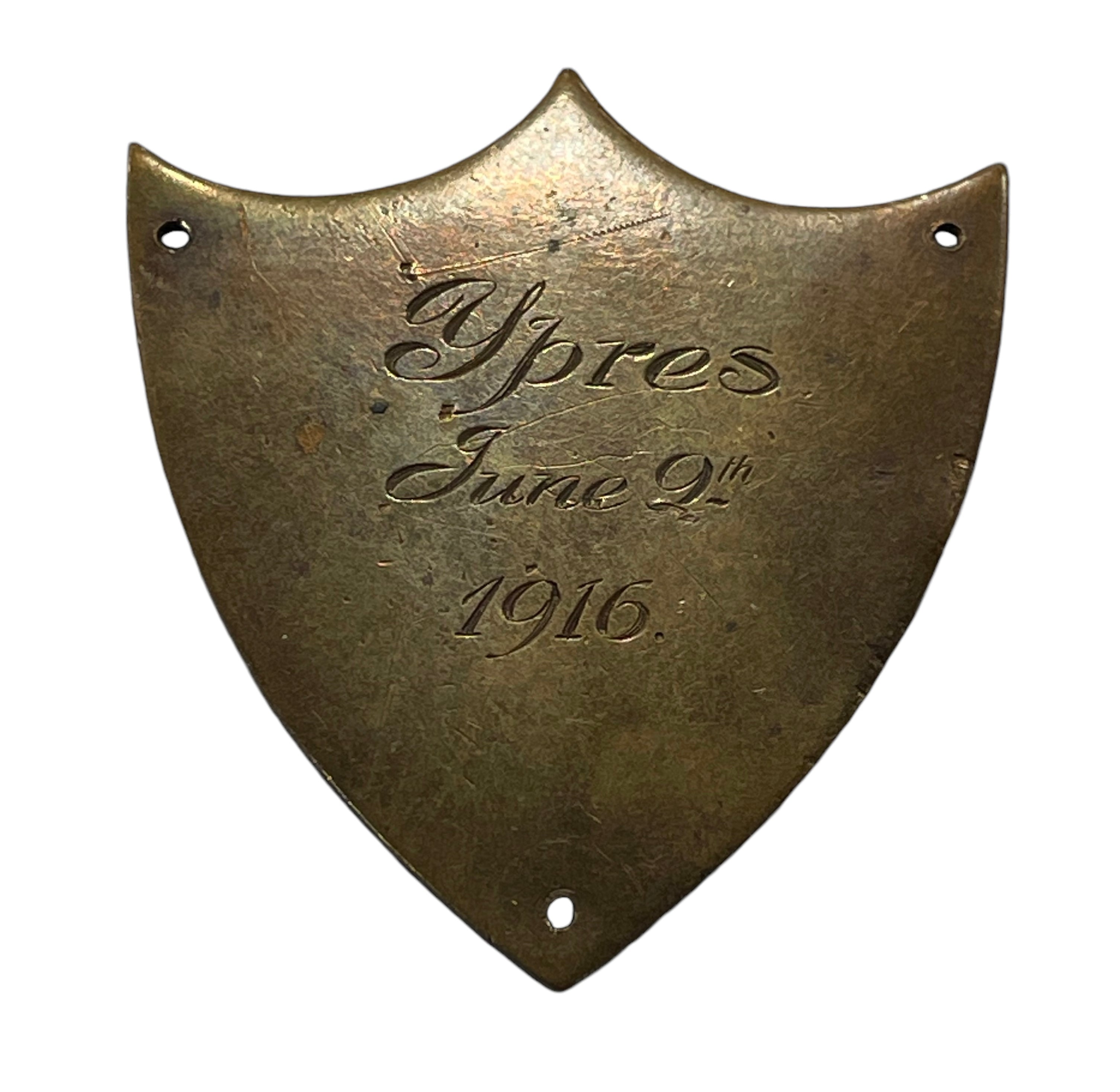 WW1 era Engraved Shield "Ypres June 9th 1916" – Marway Militaria Inc ...
