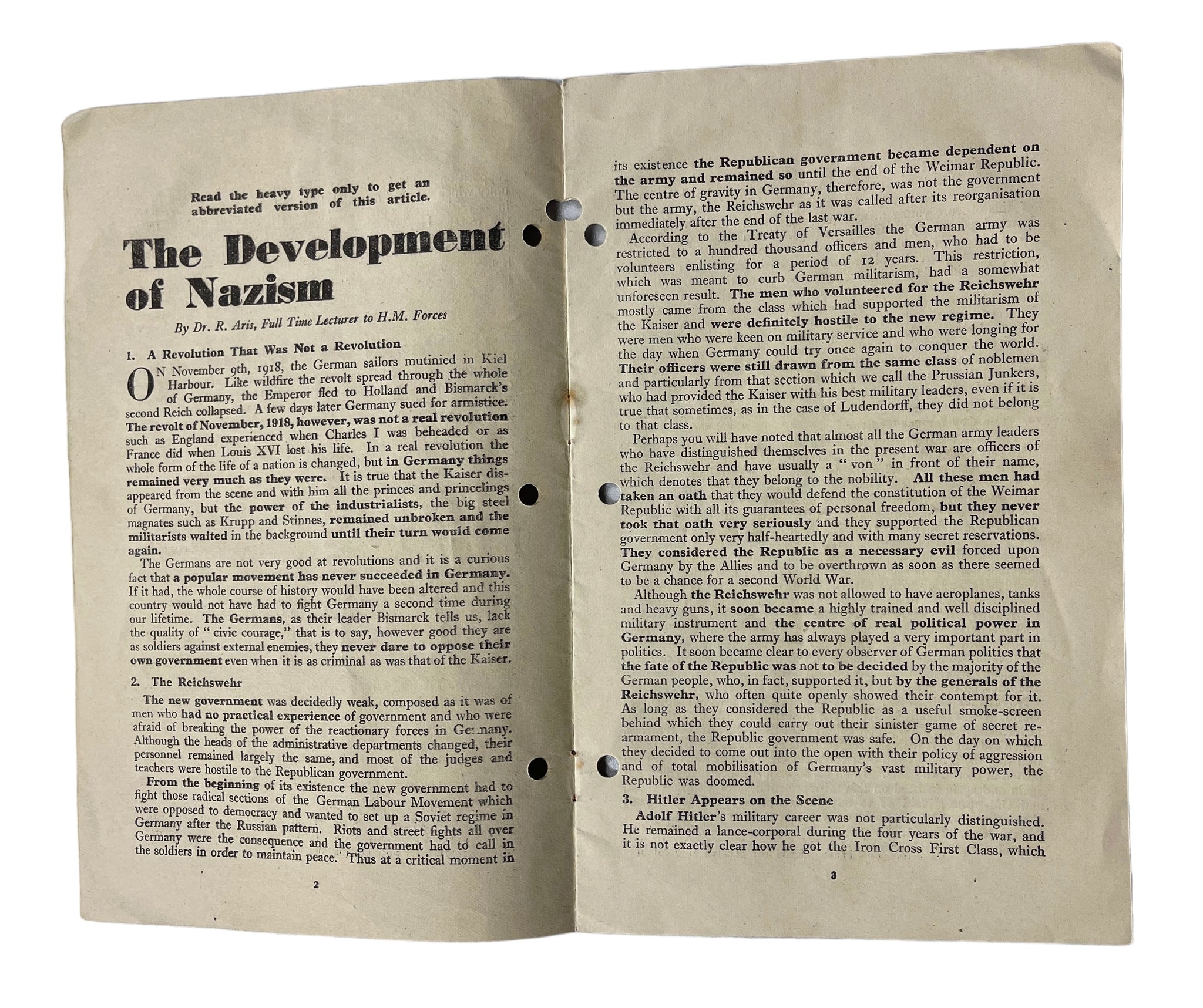 1942 dated Pamphlet "Current Affairs Development of Nazism" – Marway ...