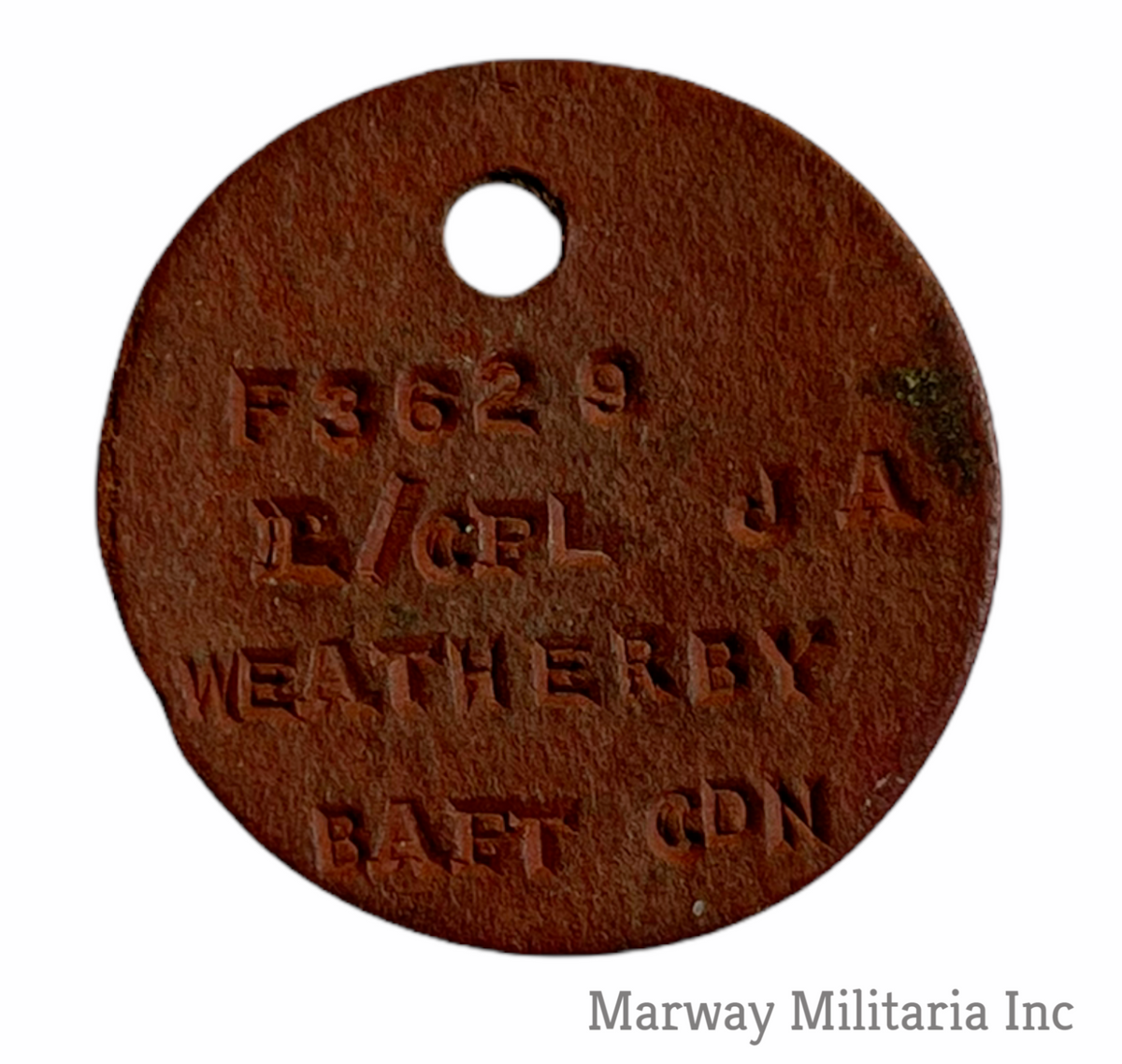 WW2 Canadian Identification Disk, Dog tag - L/ CPL Weatherby PEI & NS ...