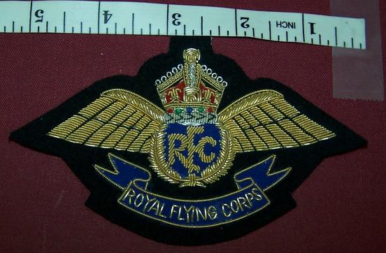RFC, Royal Flying Corps Gold Wire Jacket Crest – Marway Militaria Inc ...