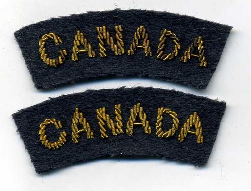 RCAF, Gold Wire, "CANADA" Nationality Shoulder Title Pair – Marway ...