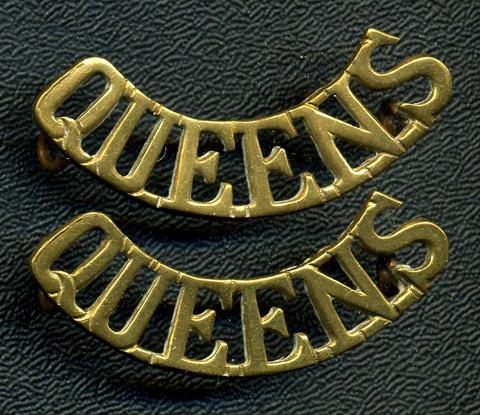 British: Queen's Royal Regiment Shoulder Title Pair – Marway Militaria ...
