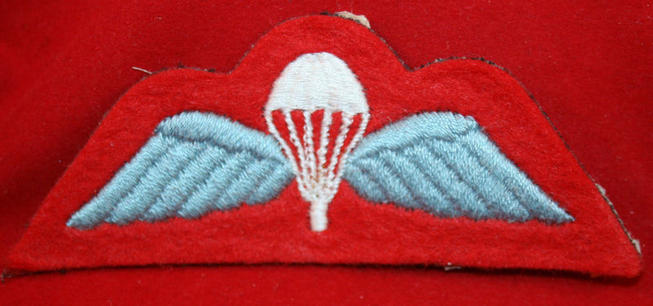 British Parachute Cloth Wing: Light Blue wings on Red with White Chute ...
