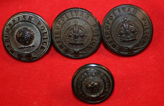British Police Uniform Button Lot. Lot of 4 - Manchester, Metro etc ...