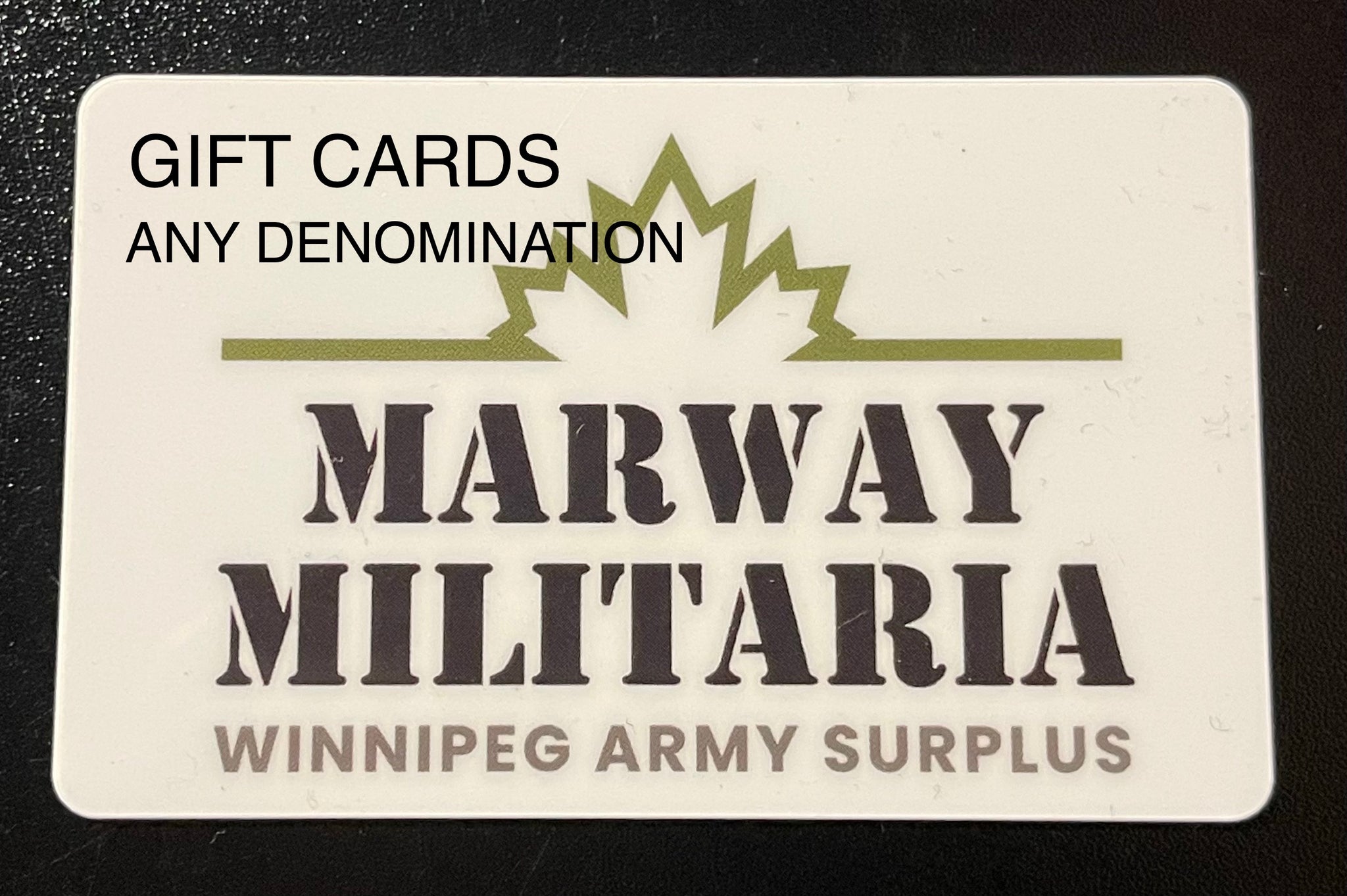 Marway Militaria Inc & Winnipeg Army Surplus Gift Card