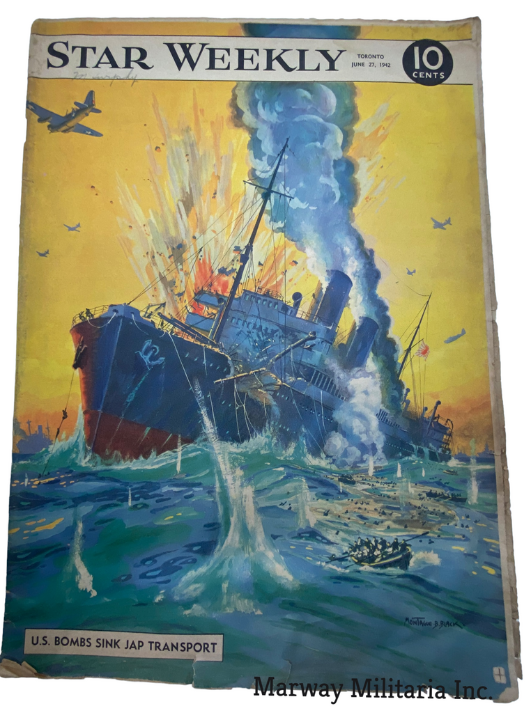 WW2 Star Weekly Magazine Military Theme June 27, 1942 - U.S. Bombs Sin ...