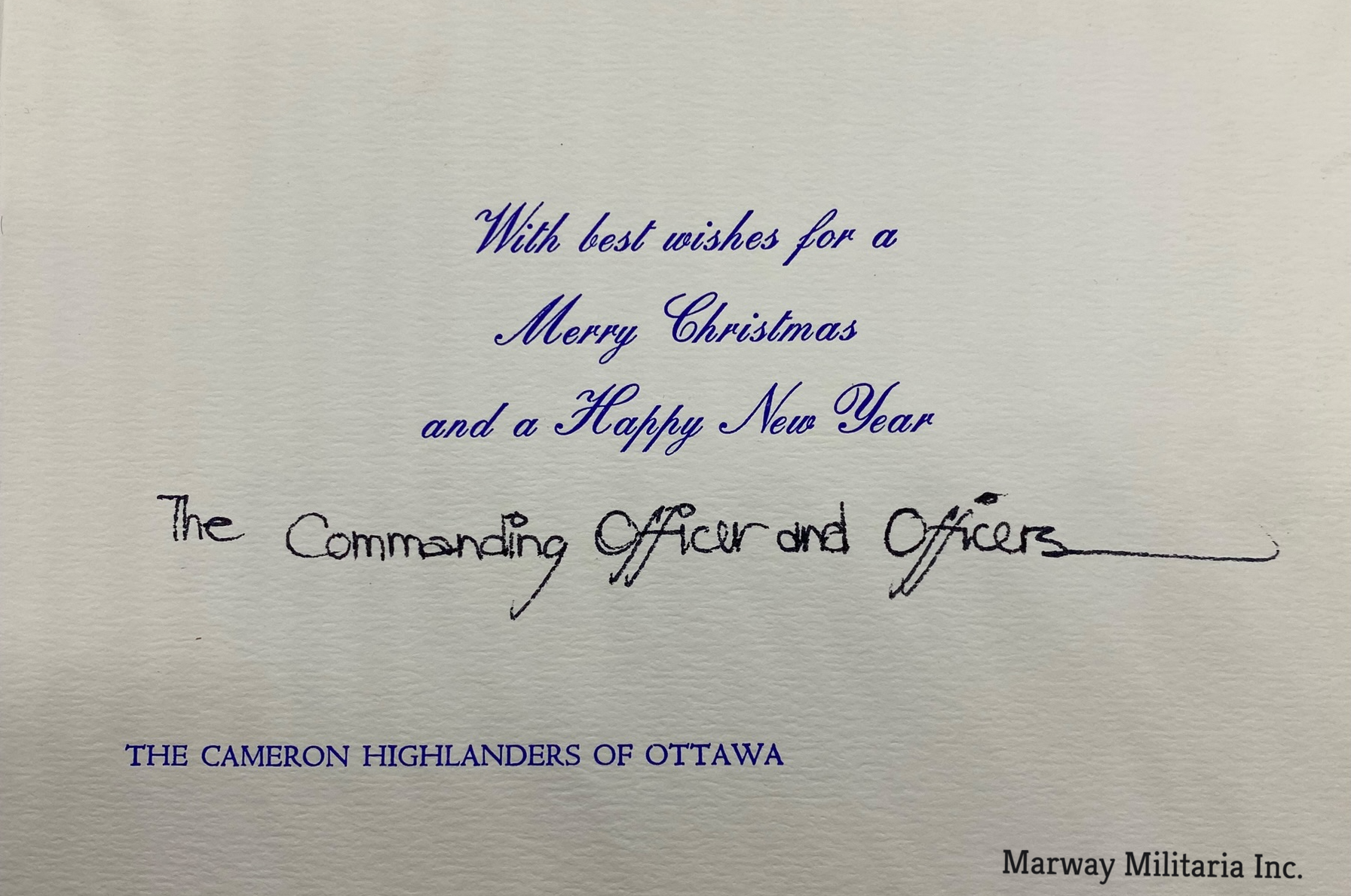 The Cameron Highlanders of Ottawa Regiment Christmas Card – Marway ...