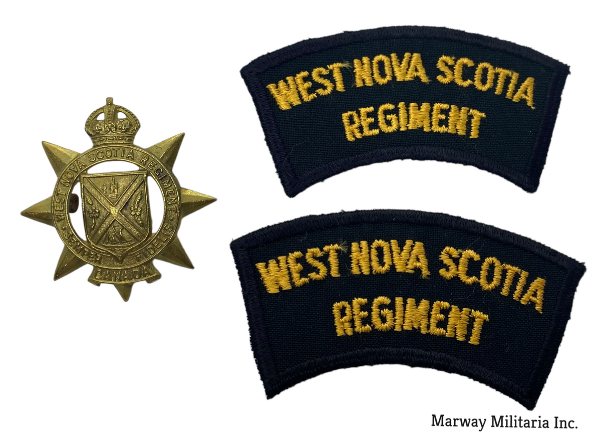 WW2era, West Nova Scotia Regiment Cap Badge & Cloth Flash Lot – Marway ...