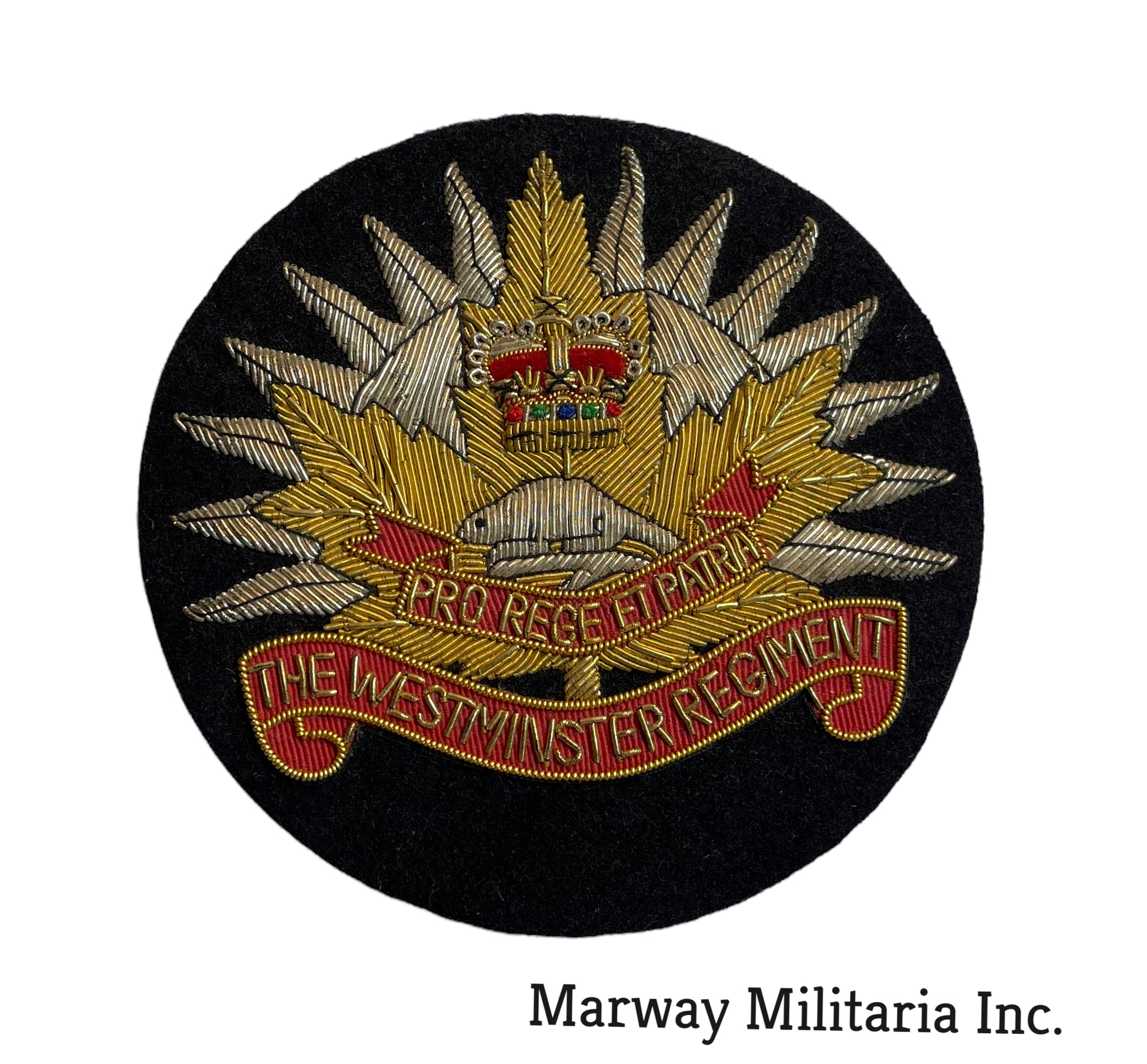 Gold and Silver wire Westminster Regiment Blazer Crest Badge – Marway ...
