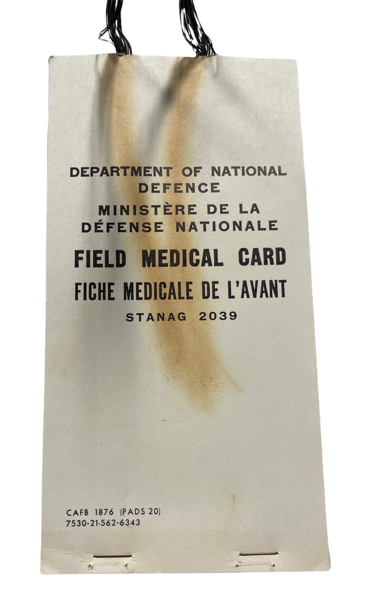 DND Field Medical Card (Body) – Marway Militaria Inc & Winnipeg Army ...