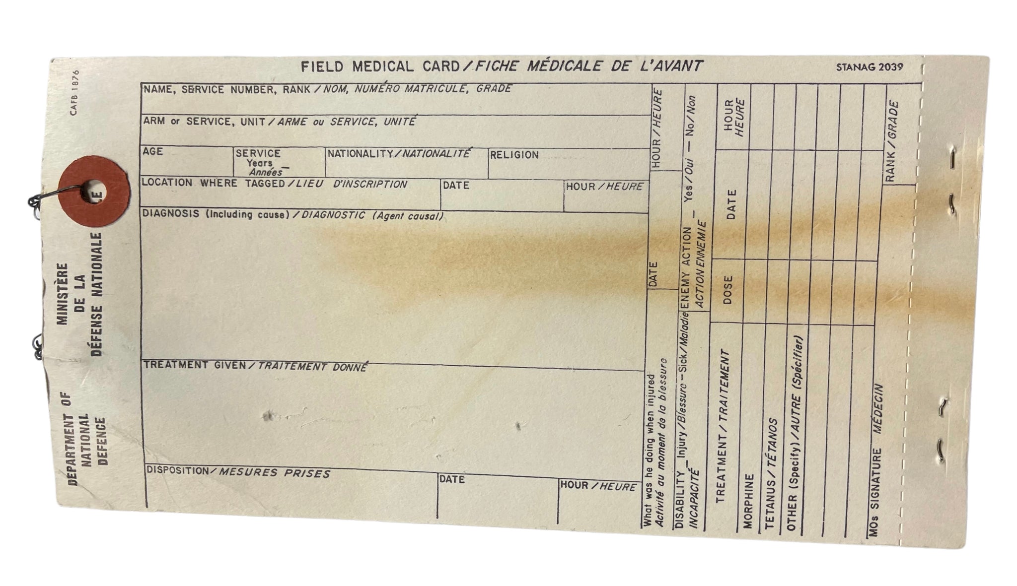 DND Field Medical Card (Body) – Marway Militaria Inc & Winnipeg Army ...