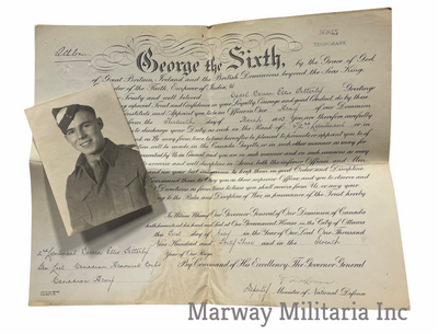 Geo VI Commission Scroll Warren Ellis Fetterly, Canadian Armoured Corp ...