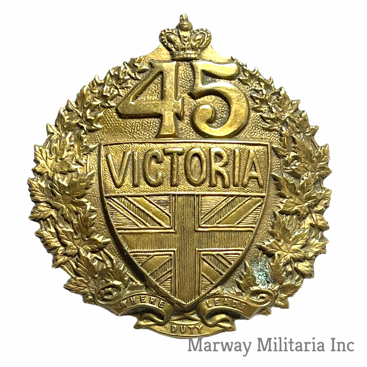 Pre WW1, 45th Victoria Regiment Cap Badge – Marway Militaria Inc ...