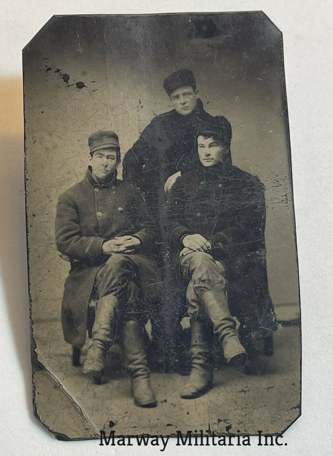 OLD Tin Type Picture of Three Soldiers - Russians ? – Marway Militaria ...